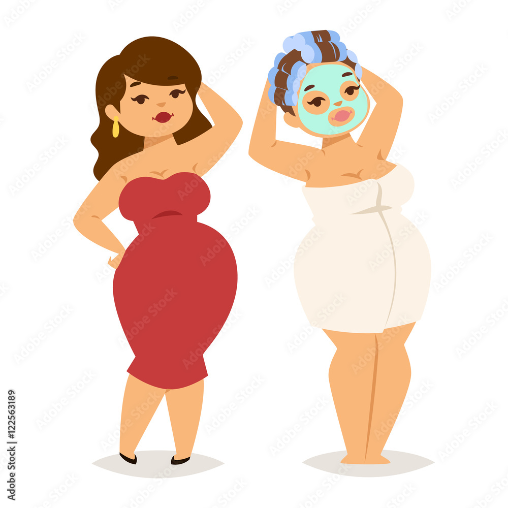 Vecteur Stock Fat Girl Vector Illustration Character Adobe Stock