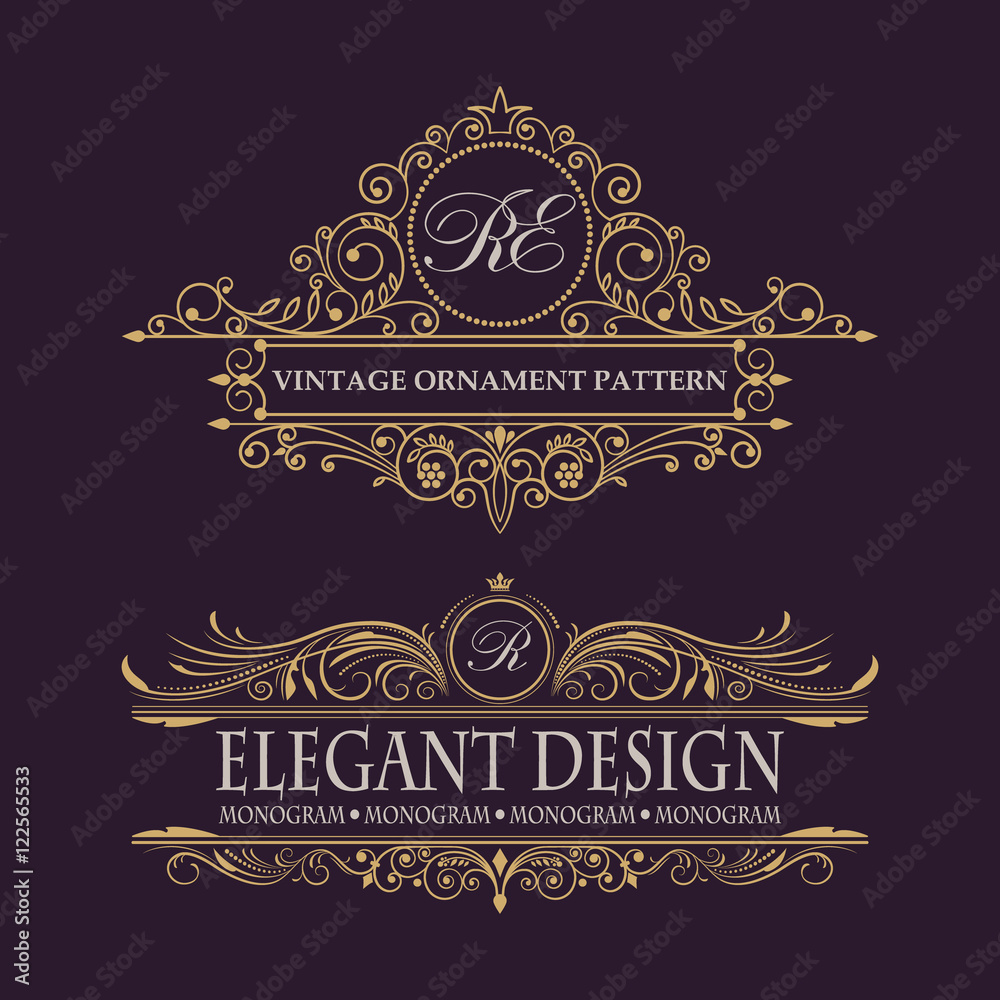 Vintage vector monogram. Elegant emblem logo for restaurants, hotels ...