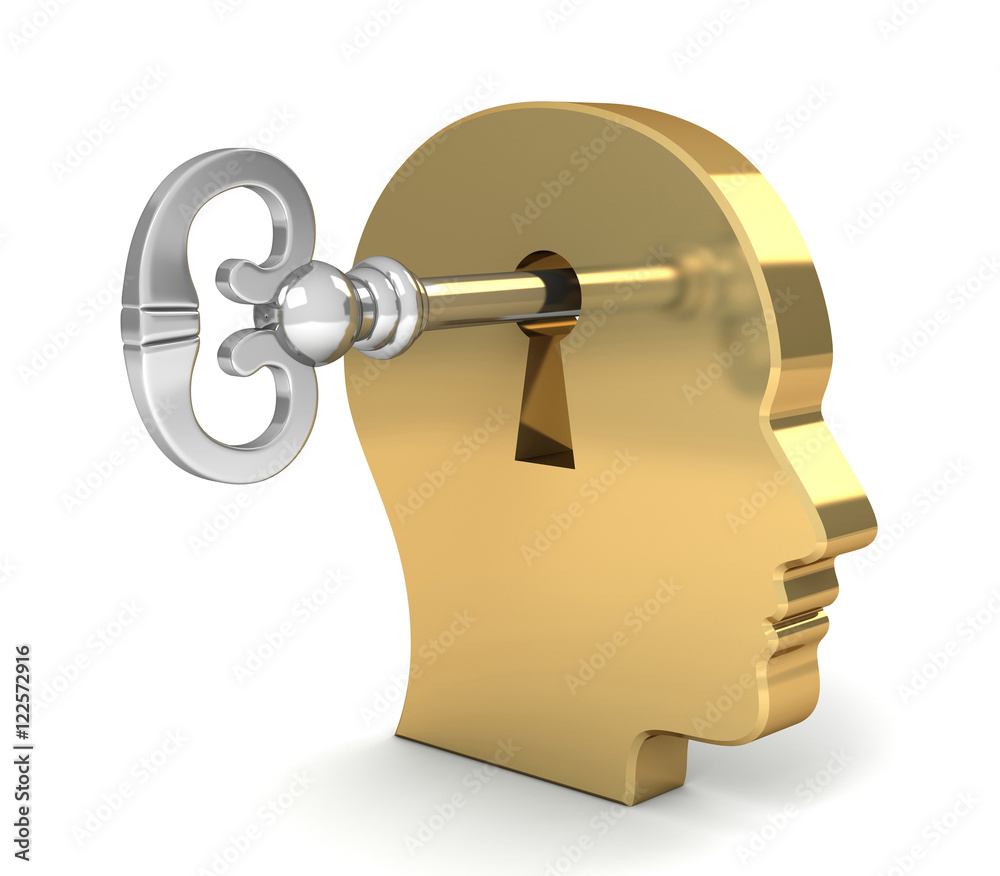 opening mind with a key concept 3d illustration Stock Illustration ...