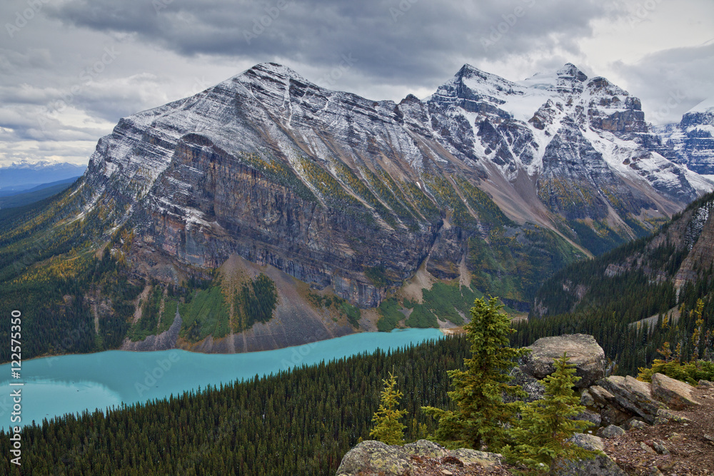 Mount Aberdeen above Lake Louise, Banff National Park, Alberta Stock ...