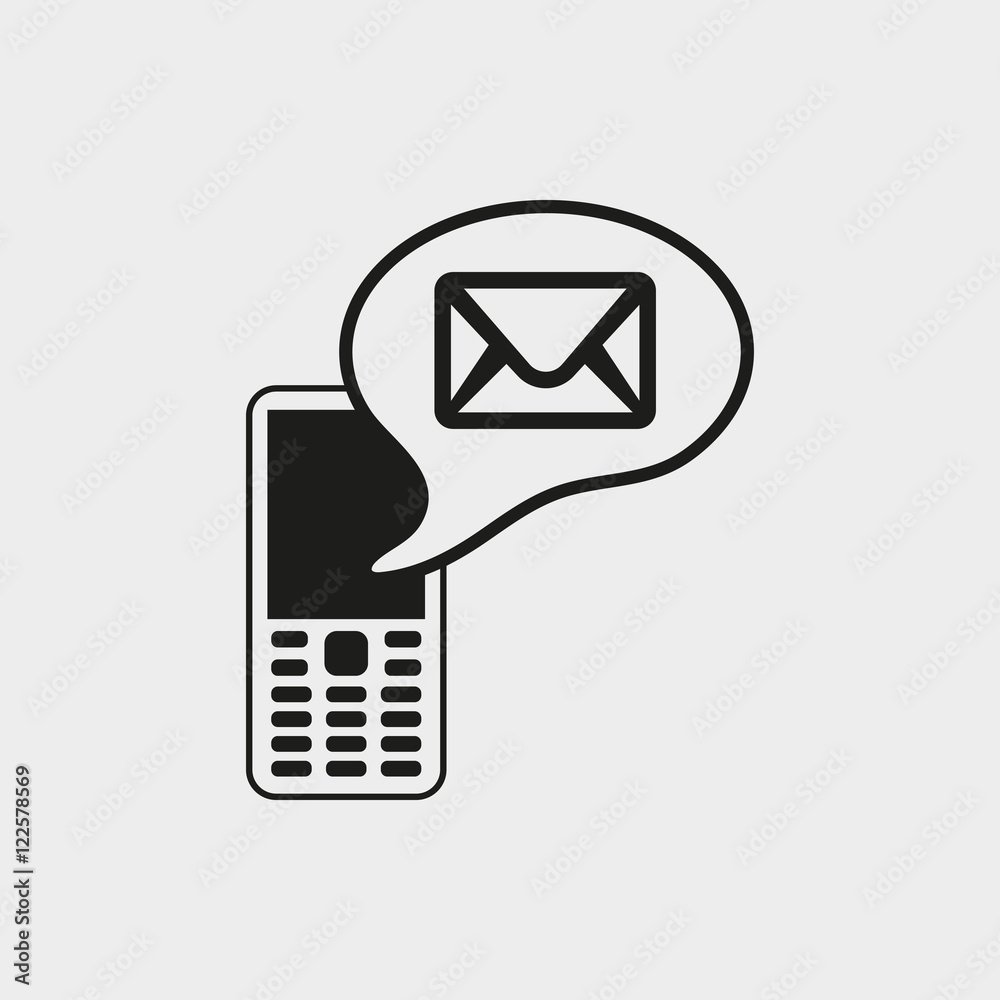 Phone icon with message stock vector illustration flat design Stock ...