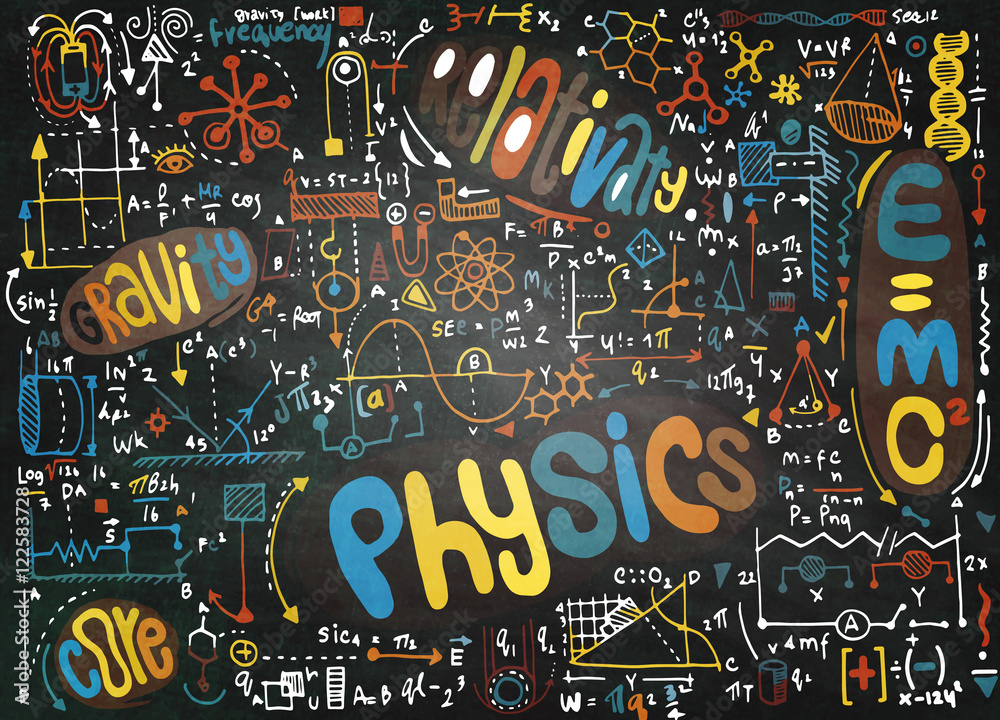 Physical formulas and phenomenon. hand-drawn illustration. scien Stock ...