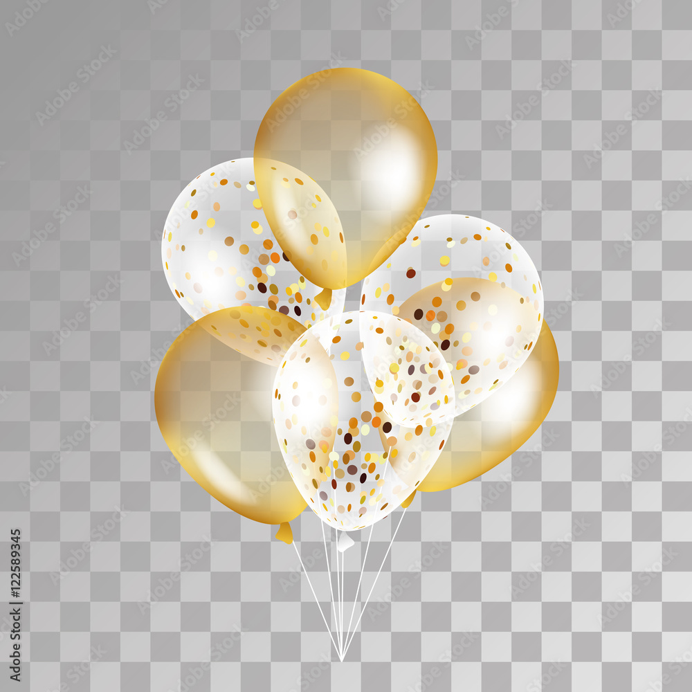 Gold transparent balloons on background. Stock Vector | Adobe Stock