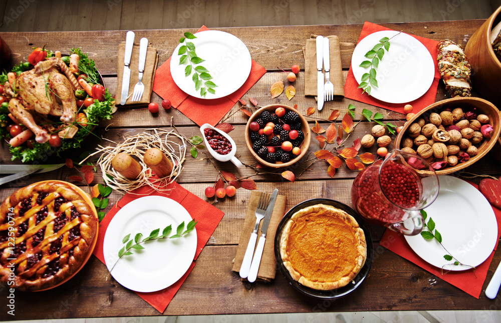 Thanksgiving table Stock Photo | Adobe Stock