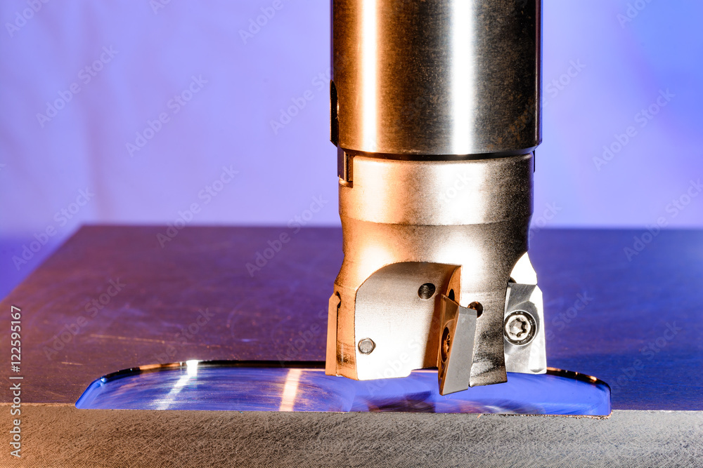 cnc milling machine - spindle with cutter, Versions: illuminated Stock ...