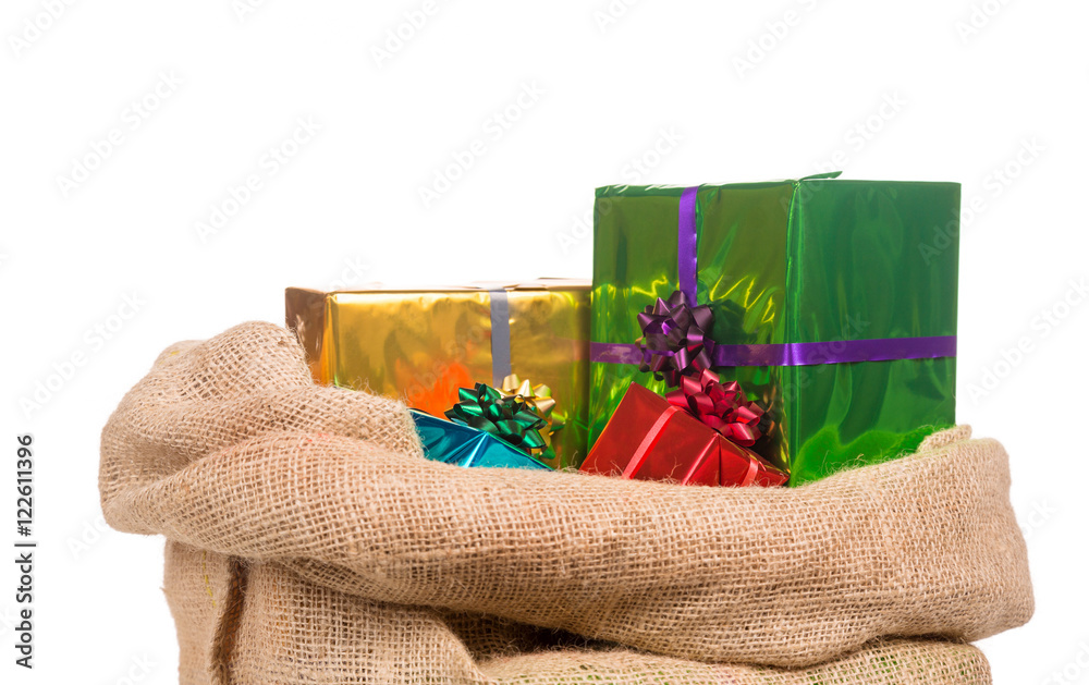 Sack of saint Nicholas with presents Stock Photo | Adobe Stock