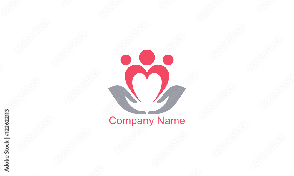 Hands holding heart symbol, sign, icon, logo template for charity ...