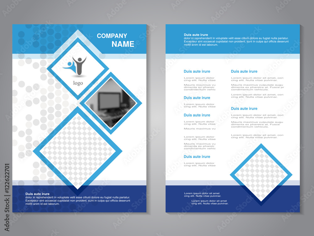 Vector modern brochure with monitor, abstract flyer, simple dotted ...