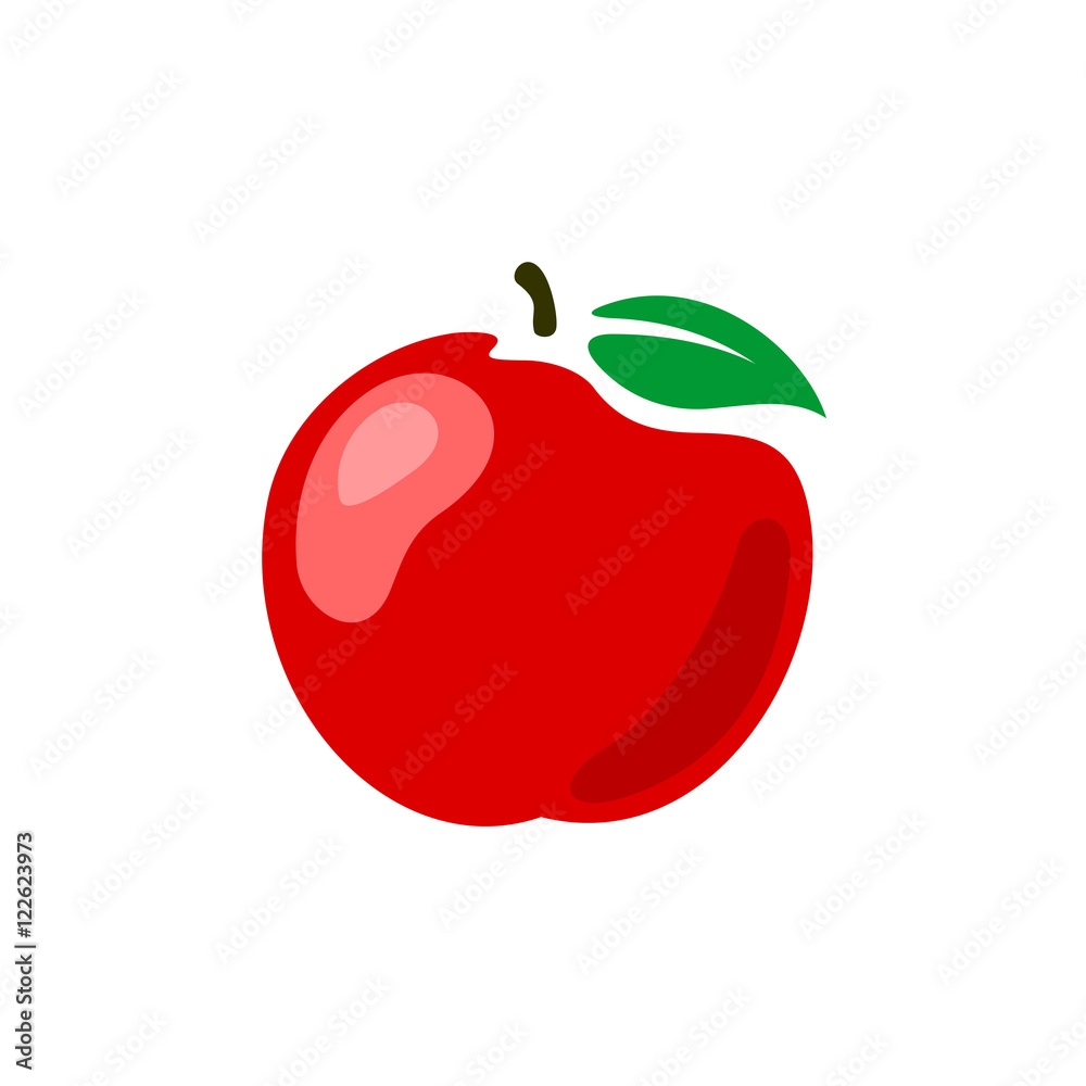 Apple illustration. Red fresh apple fruit symbol. Stock Vector | Adobe ...