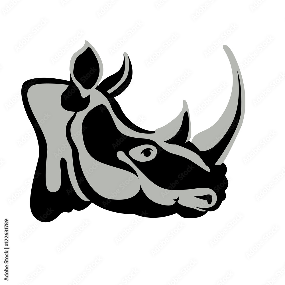 Rhino head vector illustration style Flat Stock Vector | Adobe Stock