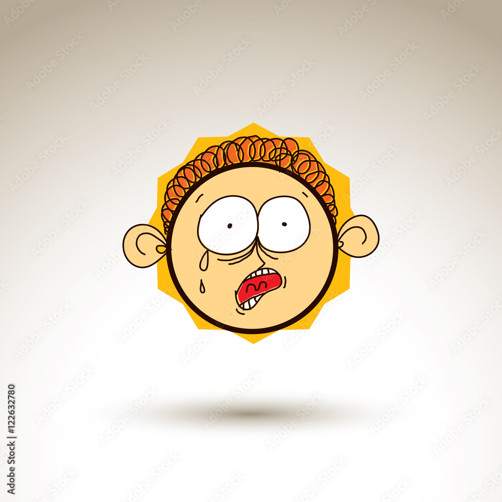 Vector graphic drawing of sad personality face, bizarre male por Stock ...