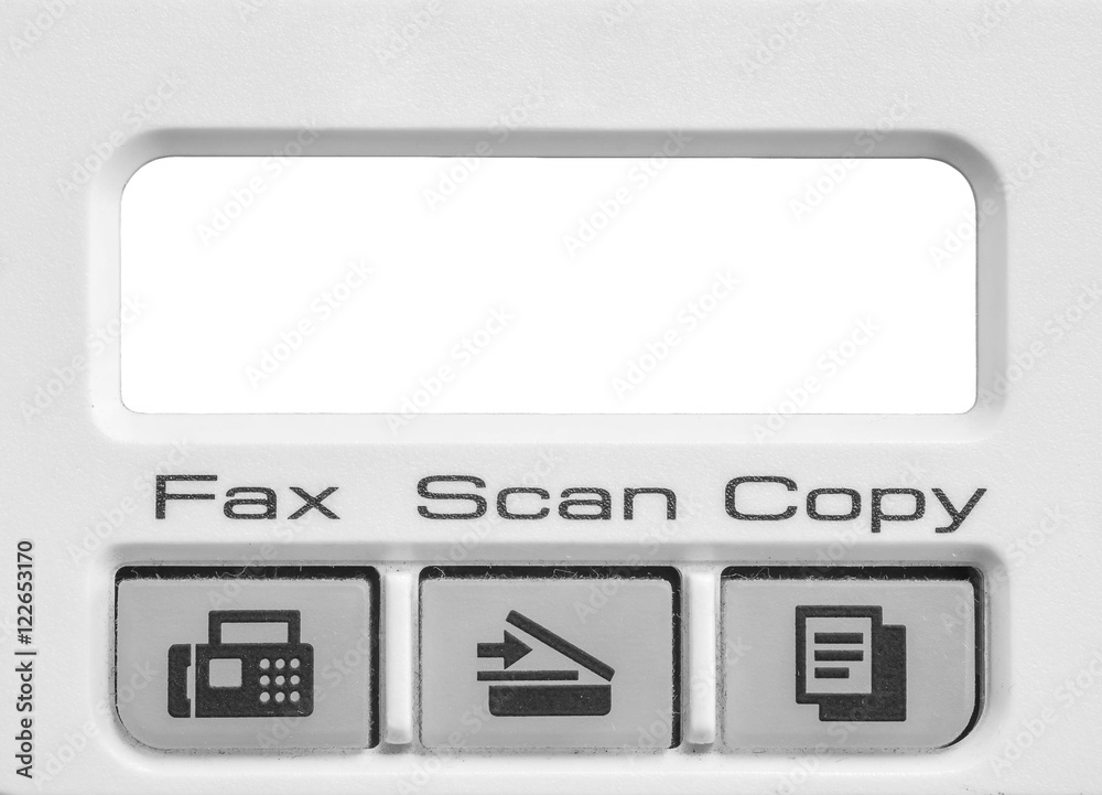 Closeup surface function of old photocopier and fax machine in the ...