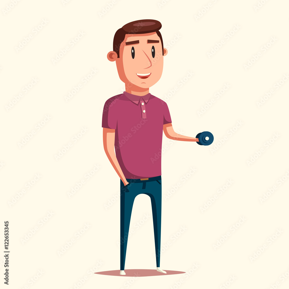 Strong man. Cartoon character. Vector illustration Stock Vector | Adobe ...