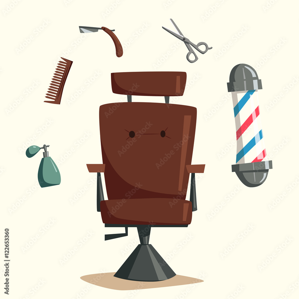 Set of barber shop tools. Cartoon vector illustration Stock Vector ...
