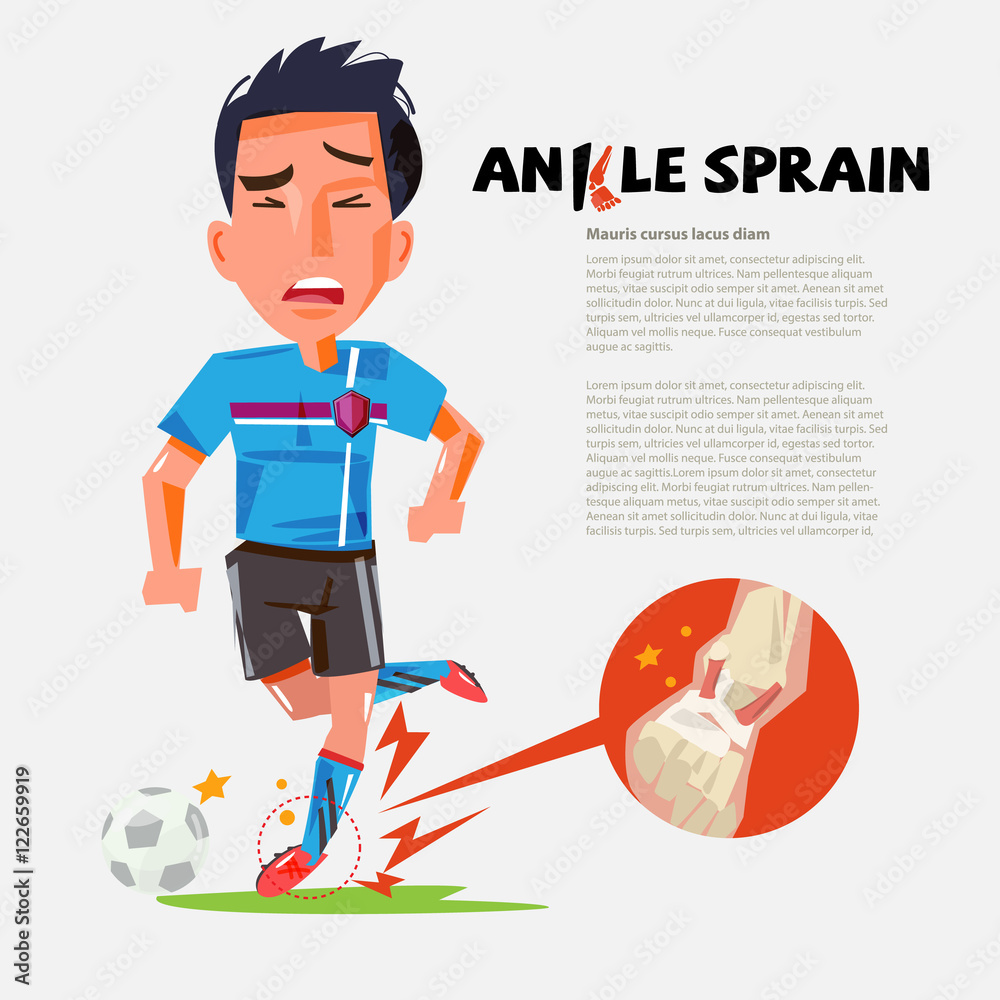 football player with Sprained Ankle. character design. injury during ...