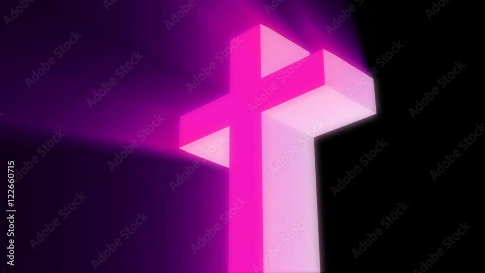 Magenta Cross animating in, holding and animating out. Rays emanating ...