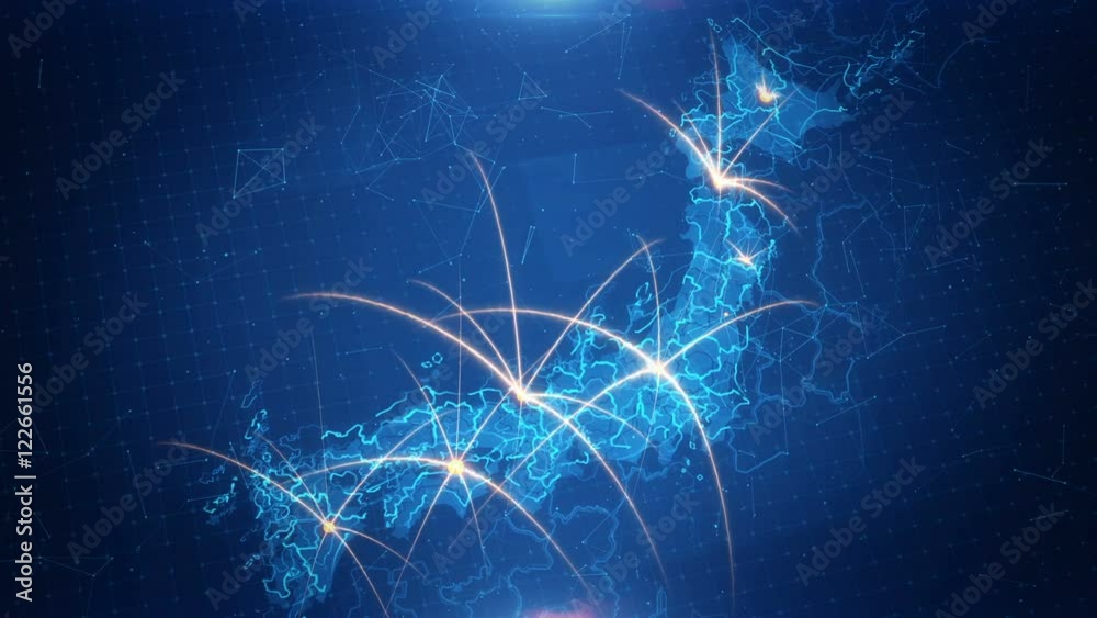 Map of the Japan with the animated background. Stock 비디오 | Adobe Stock