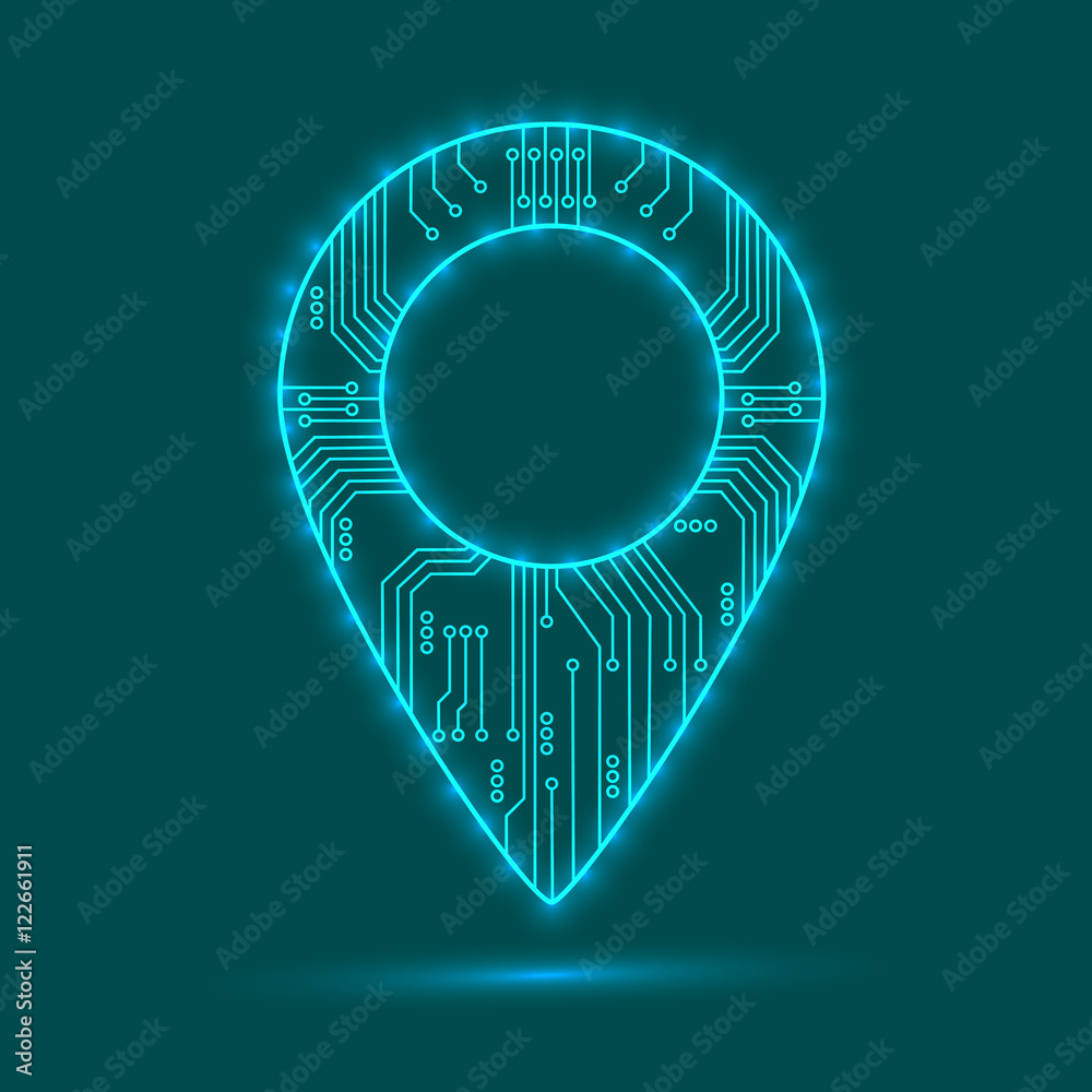 Icon location on the map. Electronic circuit. Stock Illustration ...