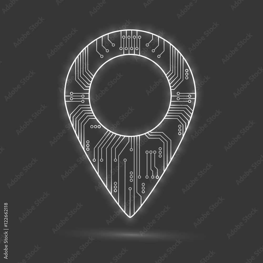 Icon location on the map. Electronic circuit. Stock Illustration ...
