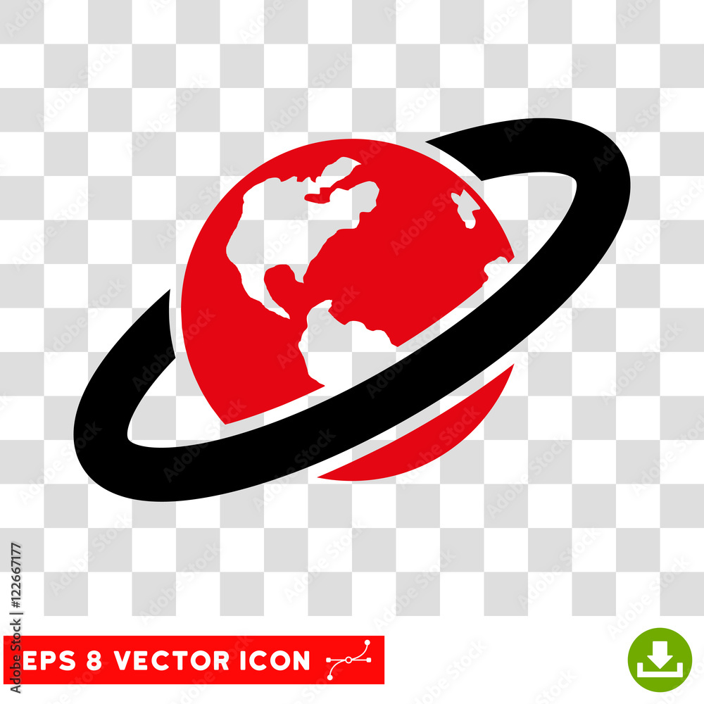 Vector Ringed Planet EPS vector pictogram. Illustration style is flat ...