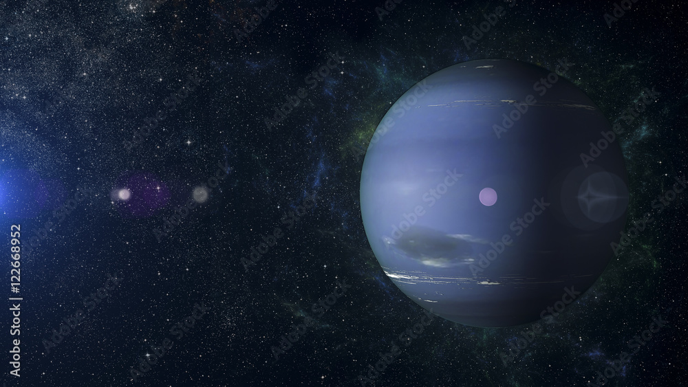 Solar system planet Neptune on nebula background 3d rendering. Stock ...