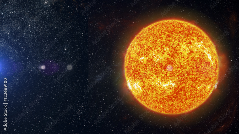Poster Sun on nebula background 3d rendering. – Wall Art | UkPosters