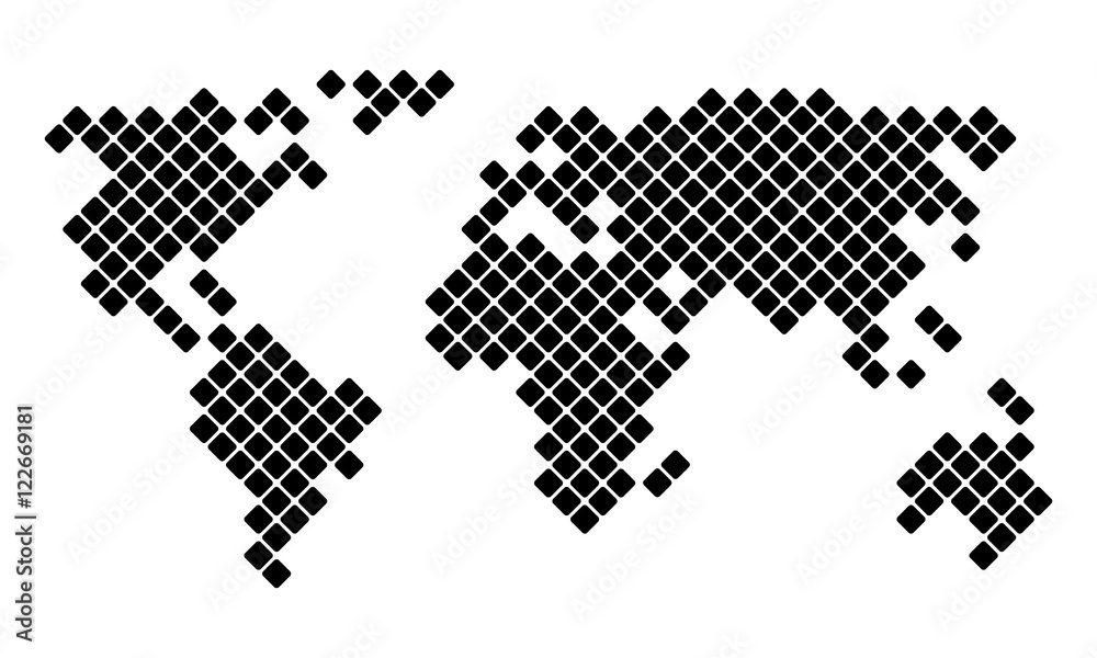 Vector pixel world map Stock Vector | Adobe Stock