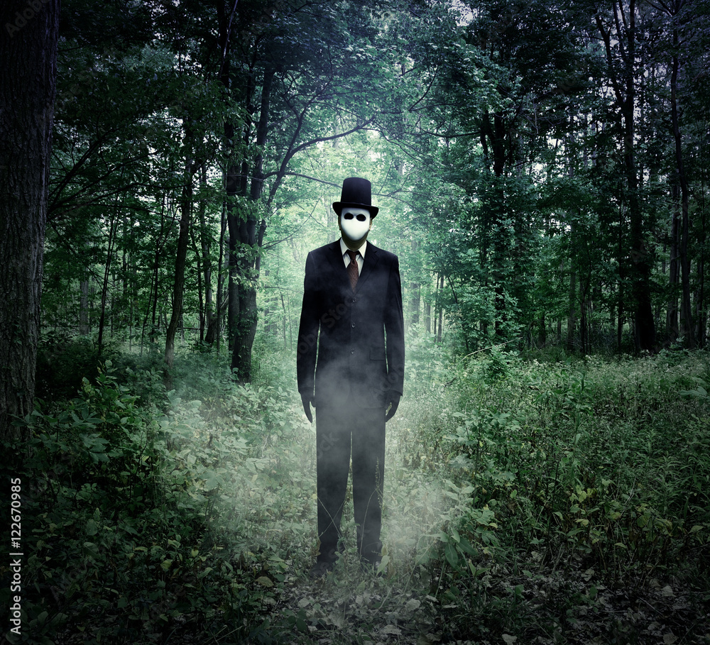 Evil Tall Man Standing in Scary Woods Alone Stock Photo | Adobe Stock