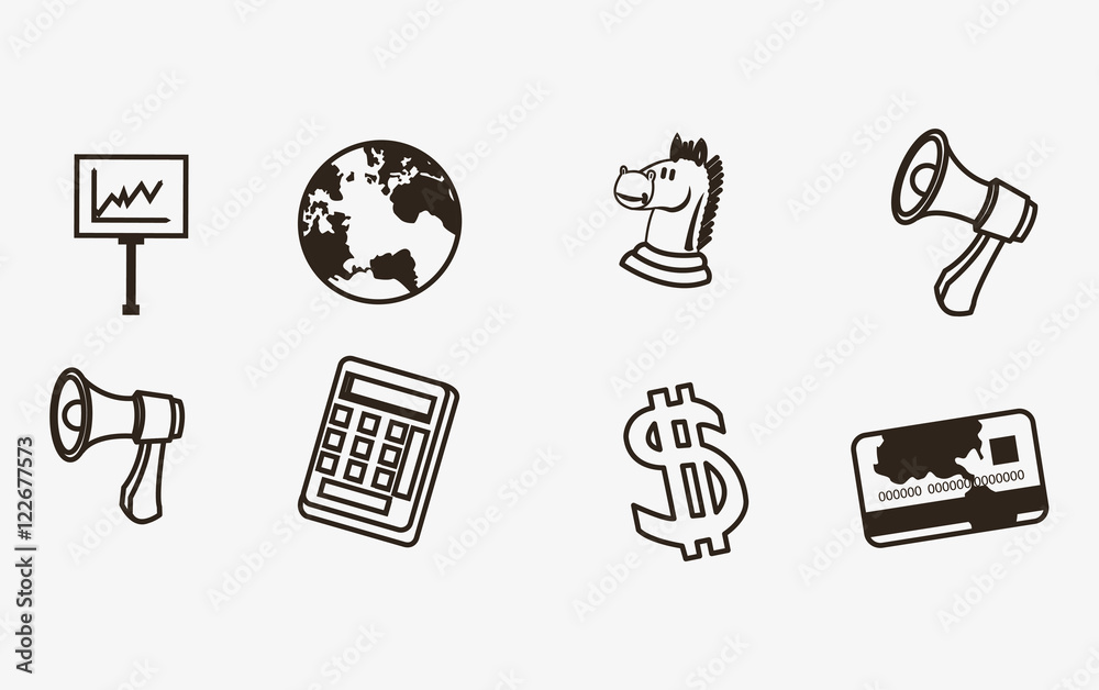 global economy related icons line design image vector illustration ...