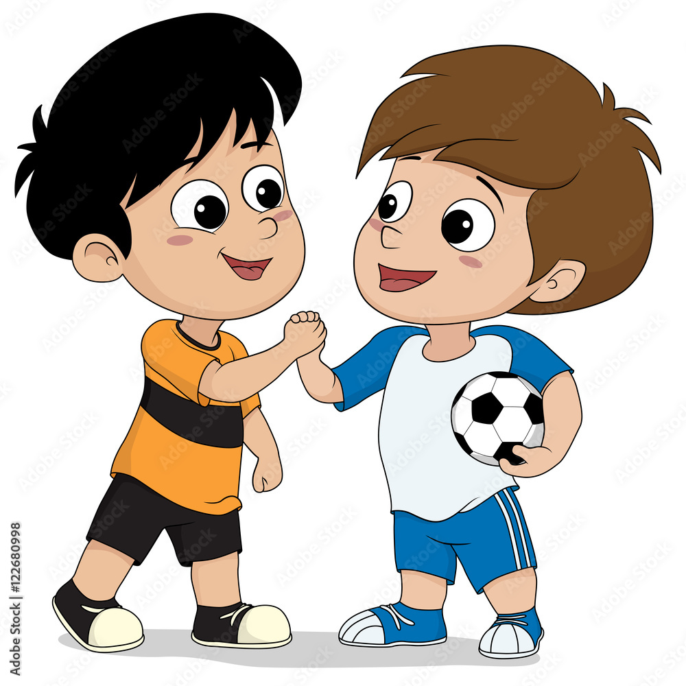 Kids Shaking Hands Cartoon
