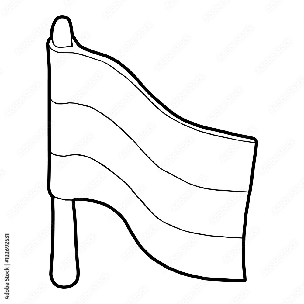 Flag icon in outline style on a white background vector illustration ...