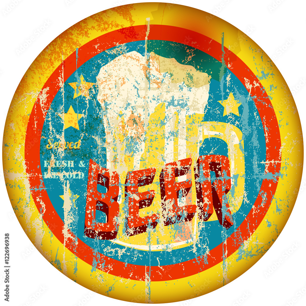 vintage rusty beer sign, vector illustration Stock Vector | Adobe Stock