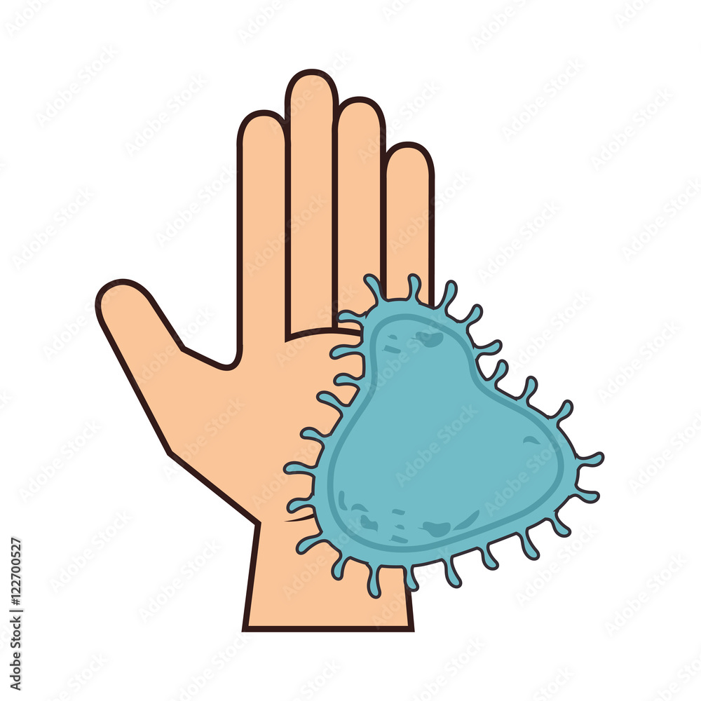 human hand with bacteria germs. colorful design. vector illustration ...