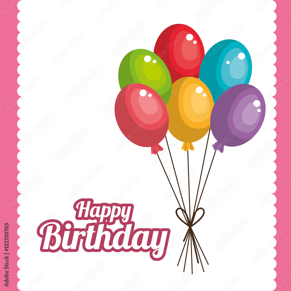 Happy Birthday Colorful Balloons Party Decoration Vector Illustration
