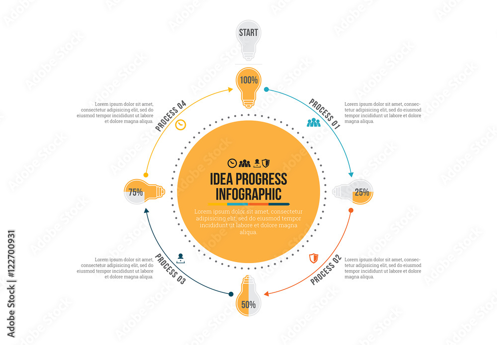 Idea Progress Infographic Stock Template | Adobe Stock