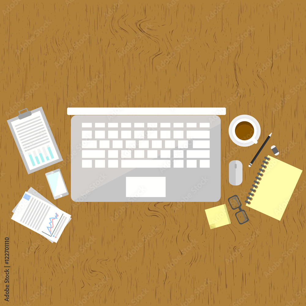 Flat design modern vector illustration concept analyzing. Top view of ...