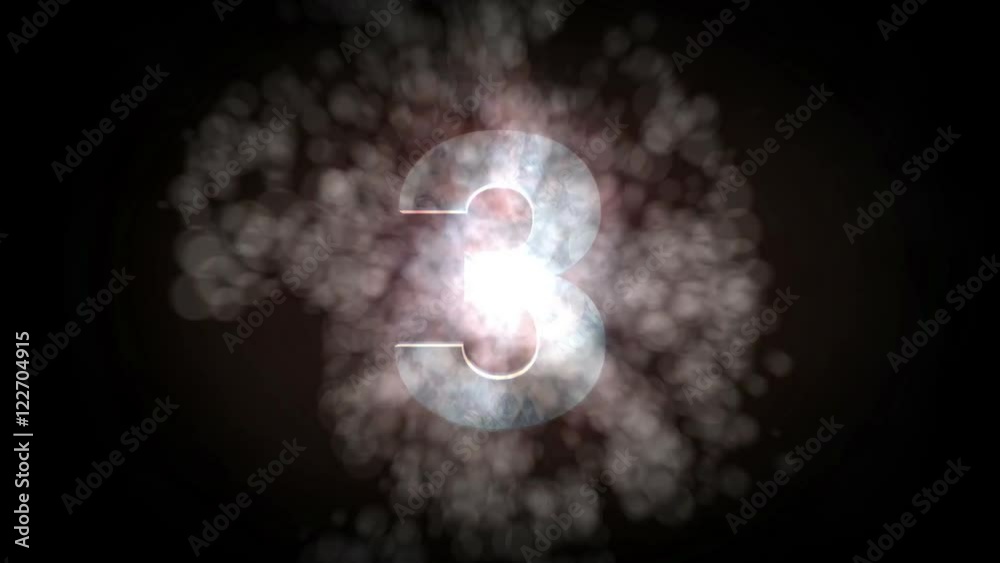 Countdown animation from 5 to 0 with explosion fire burning and ice ...