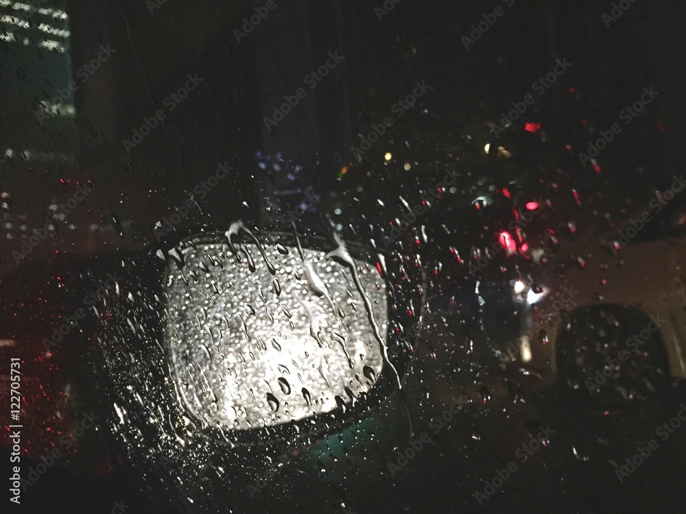night traffic with rain Stock Photo | Adobe Stock