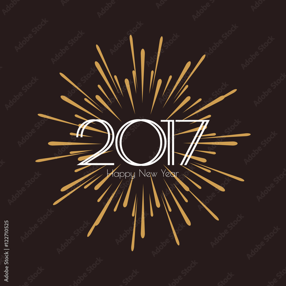 2017 Happy New Year. Beautiful greeting card calligraphy white text ...