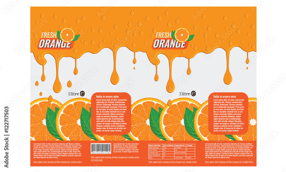 Branding package design for orange juice with flat color. Stock Vector ...
