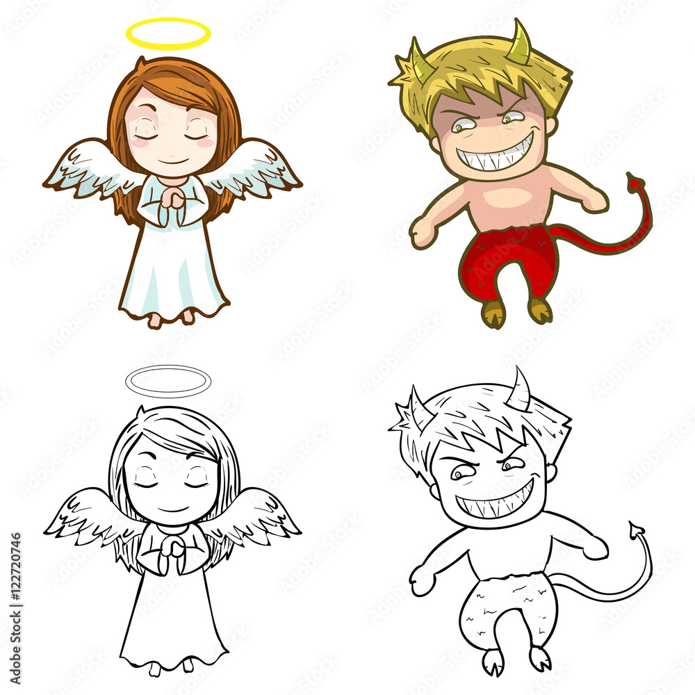 Angel And Devil Coloring Pages