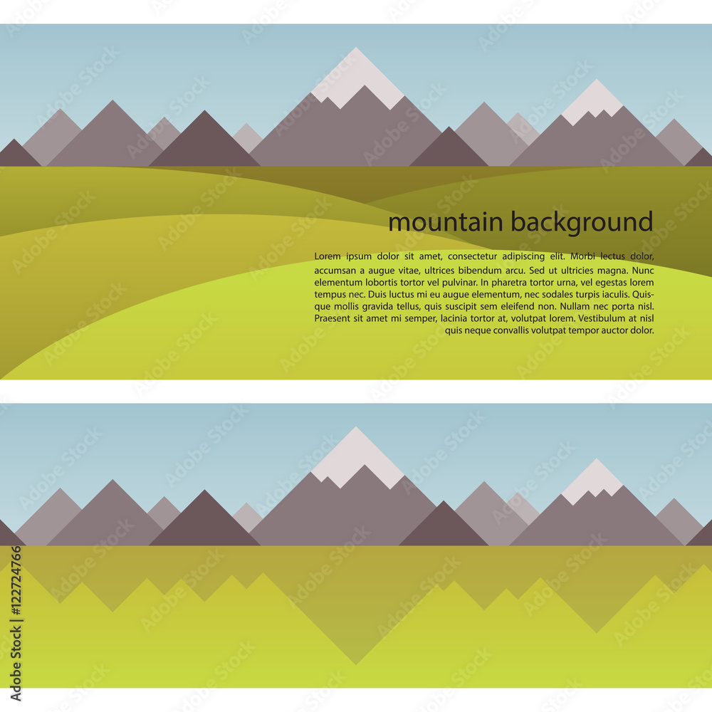 Vector Mountain Background and seamless border Stock Vector | Adobe Stock