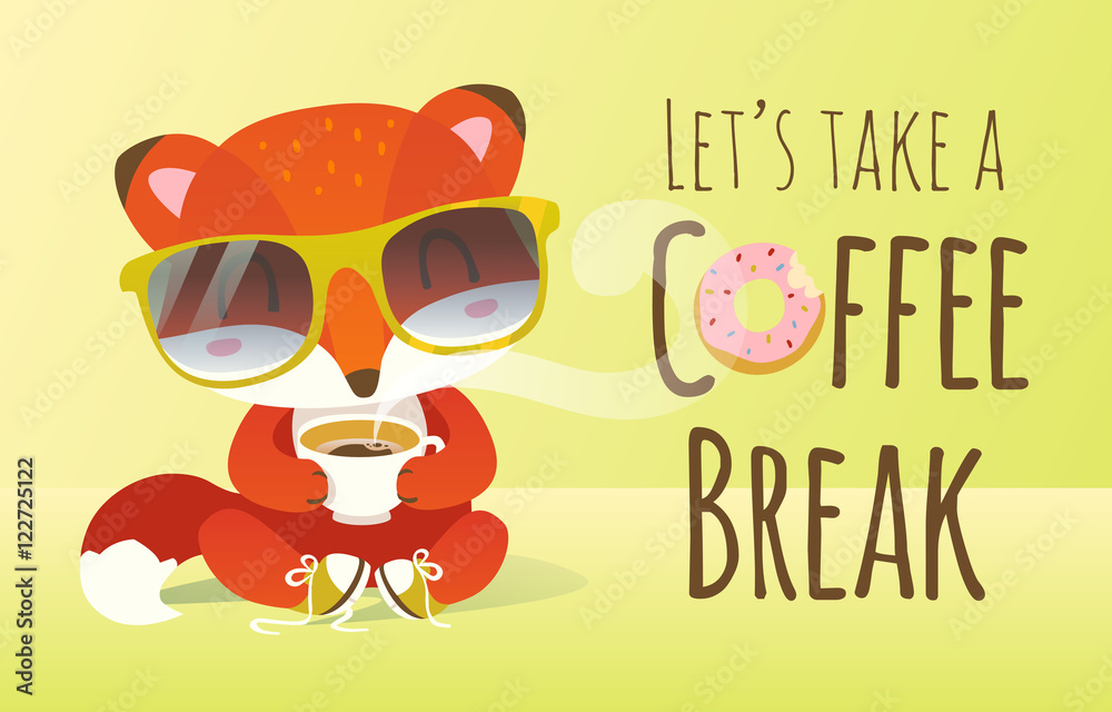 vector coffee break cartoon illustration Stock Vector | Adobe Stock