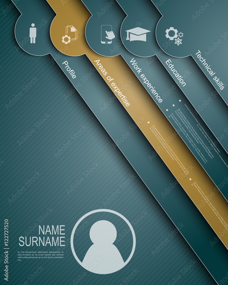 Resume / CV template design with tabs Stock Vector | Adobe Stock