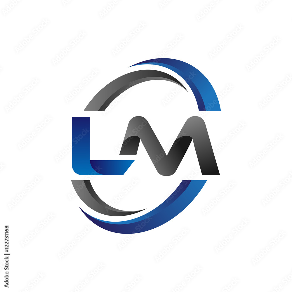 Simple Modern Initial Logo Vector Circle Swoosh lm Stock Vector | Adobe ...