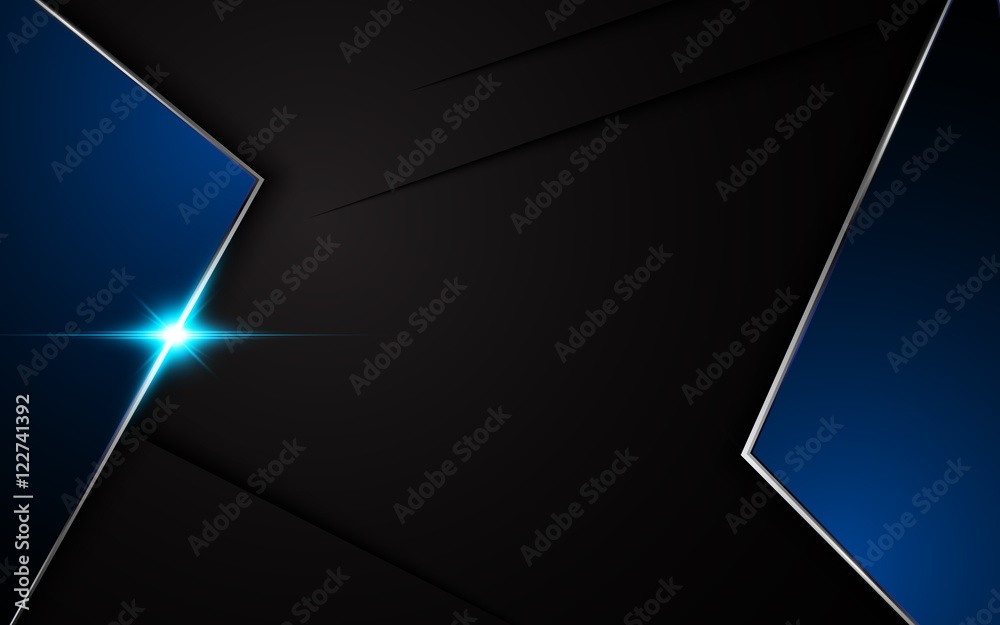 vector black background metallic blue frame layout template design ...