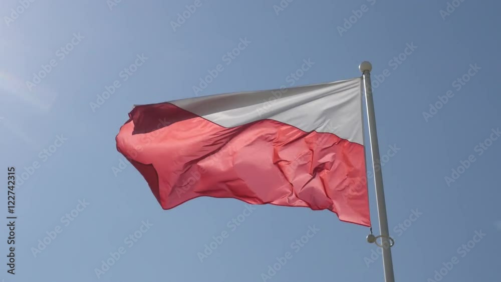 Red and white horizontal stripes of Polish flag waving on wind 4K 2160p ...
