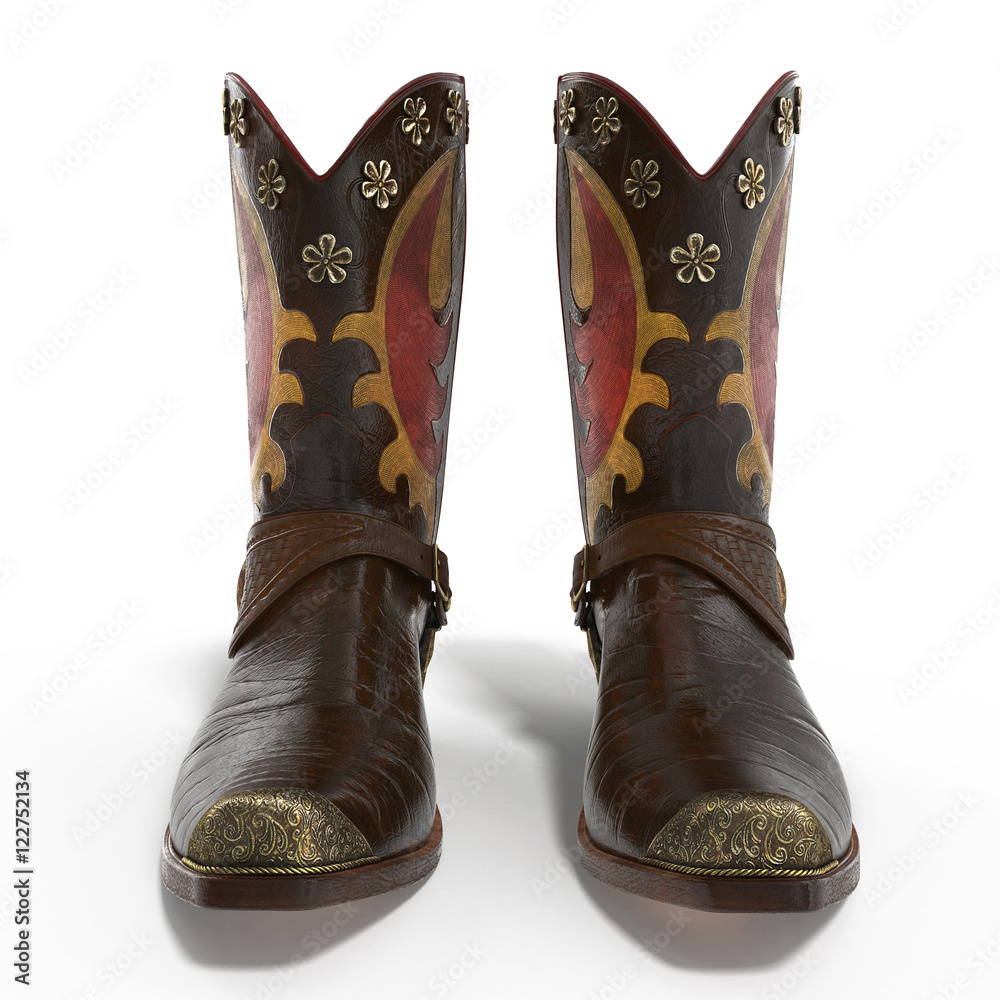 Front view western boots isolated on white. 3D illustration Stock ...