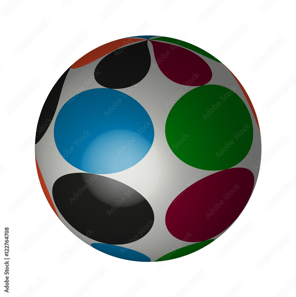 Colored vector sphere isolated on white, sfera vettoriale colorata ...