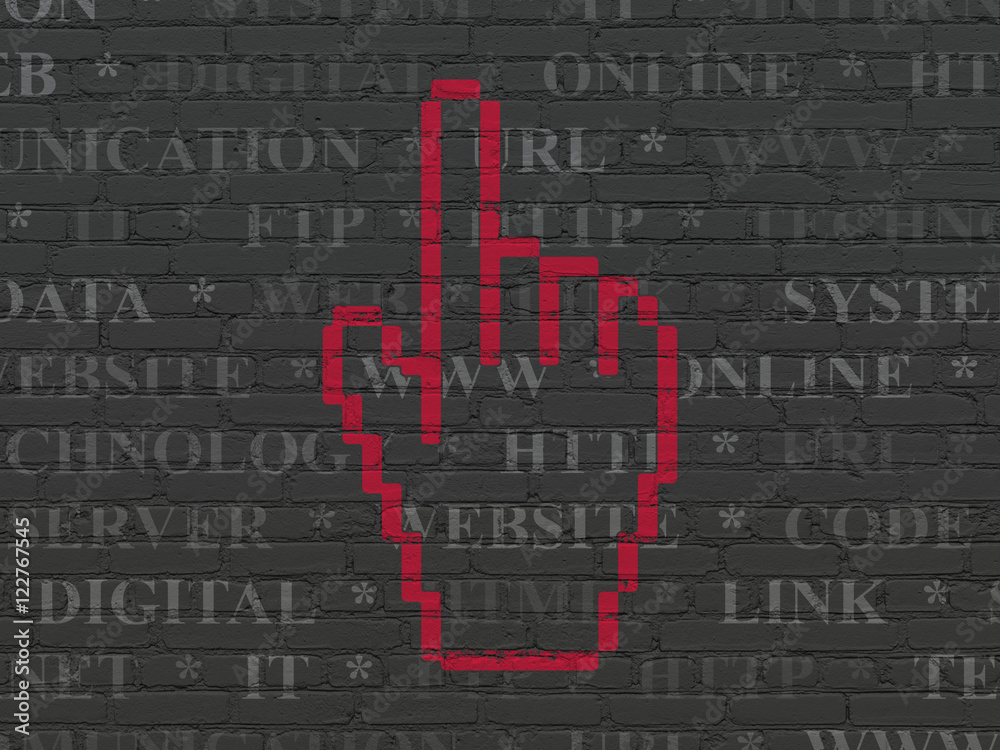 Web design concept: Mouse Cursor on wall background Stock Illustration ...